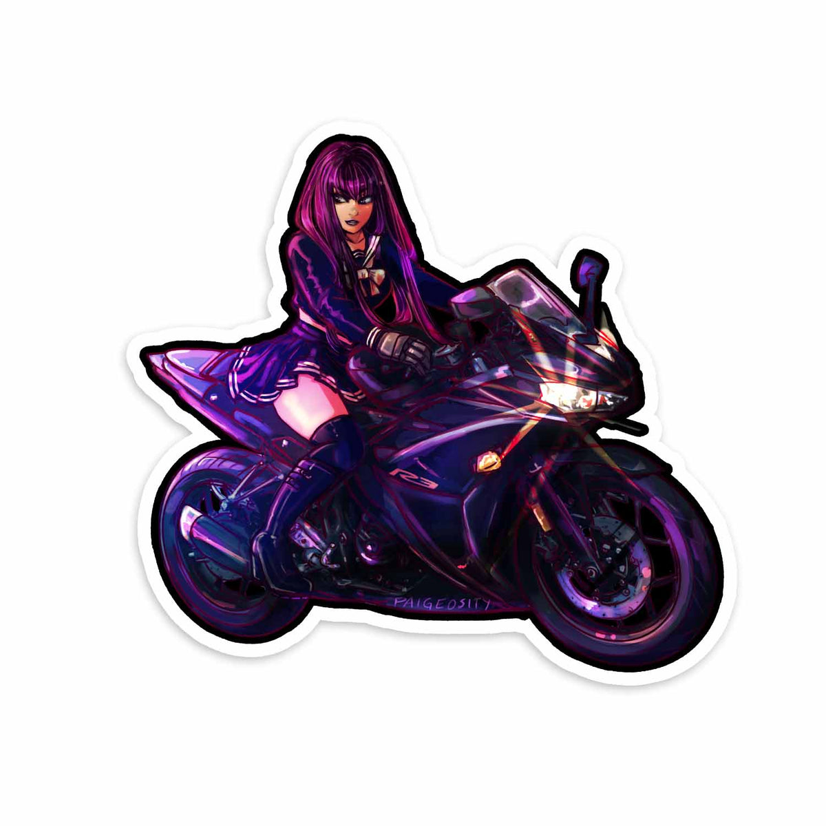 WAIFU Motorcycle Flavor Holo Sticker – Paigeosity